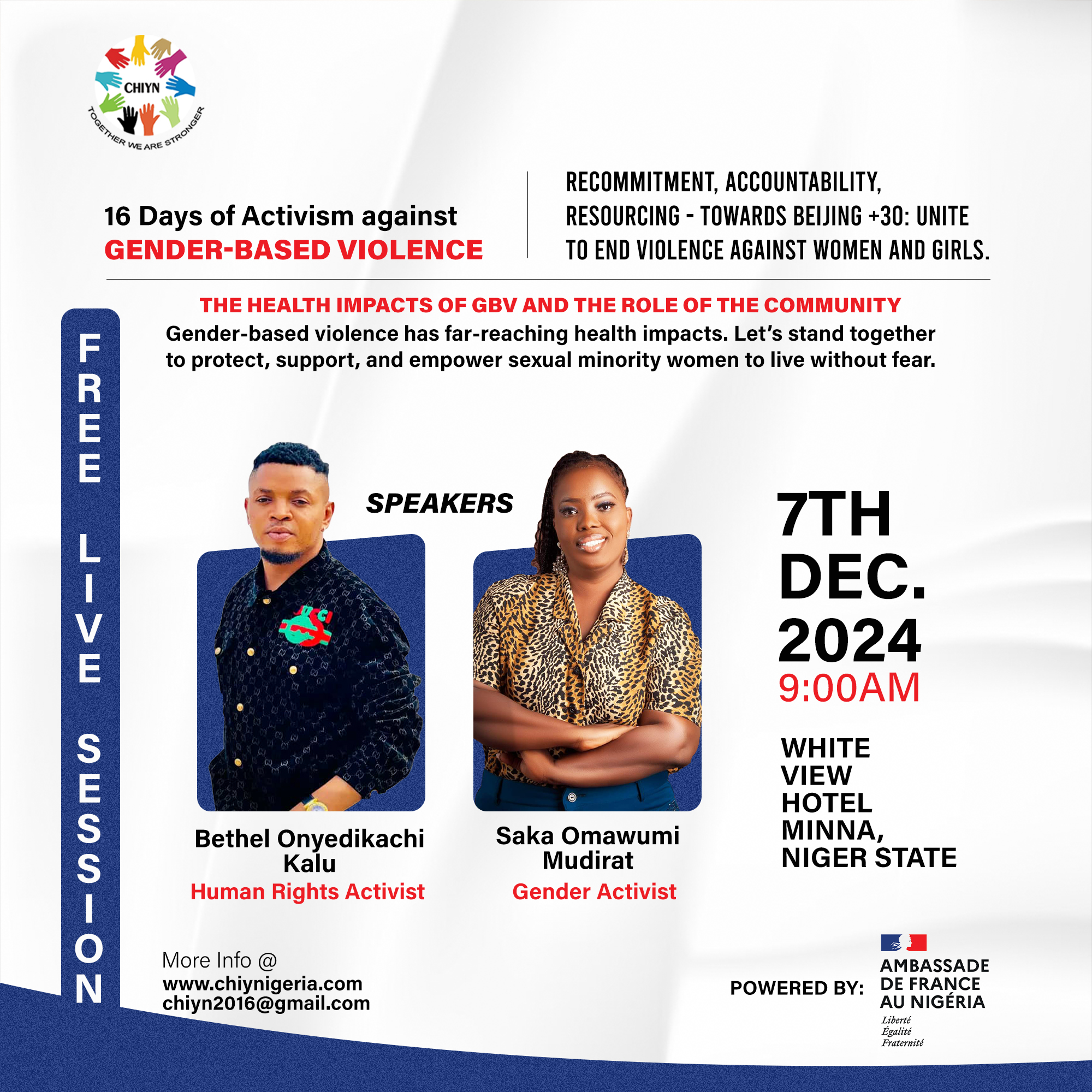 16 DAYS OF ACTIVISM AGAINST GBV – CHIYN INITIATIVE